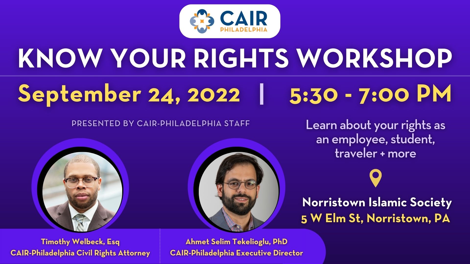 Know Your Rights Workshop (Norristown) - CAIR-Philadelphia