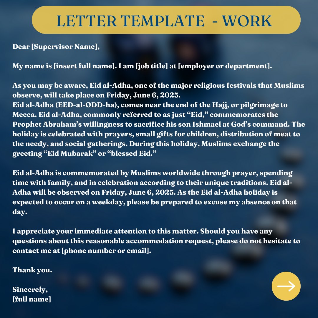 Eid Accommodation Request Letter Templates - CAIR-Philadelphia